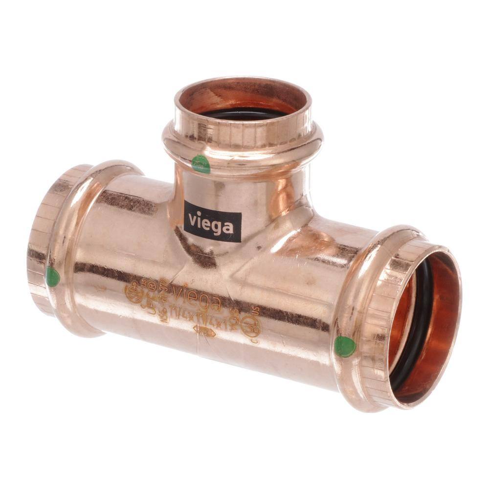 Viega ProPress 1-1/4 in. x 1-1/4 in. x 1 in. Press Copper Tee 77447 ...