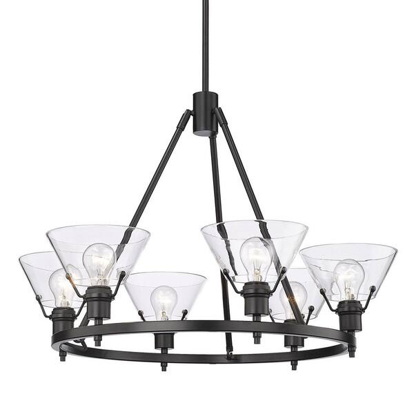 Golden Lighting Orwell 6-Light Matte Black Modern Chandelier with Clear ...