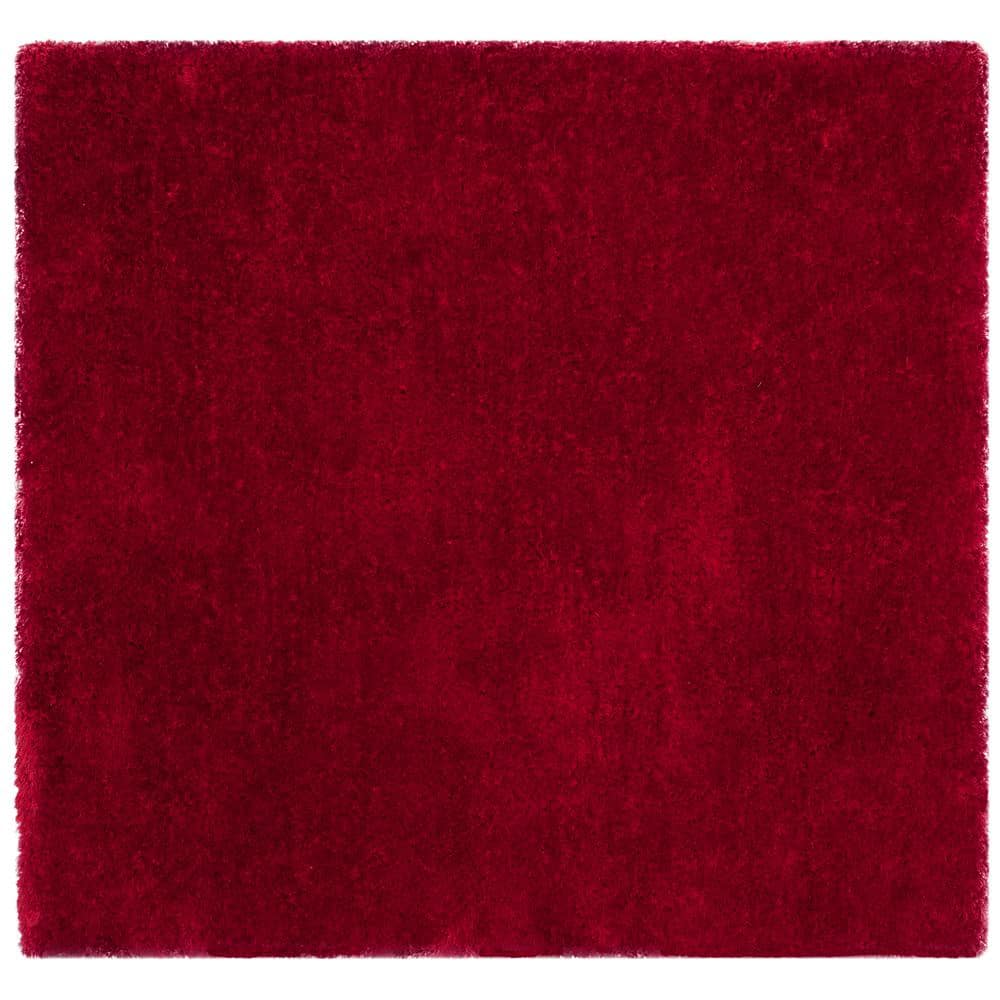 SAFAVIEH Luxe Shag Red 6 ft. x 6 ft. Square Solid Area Rug SGX160E-6SQ ...