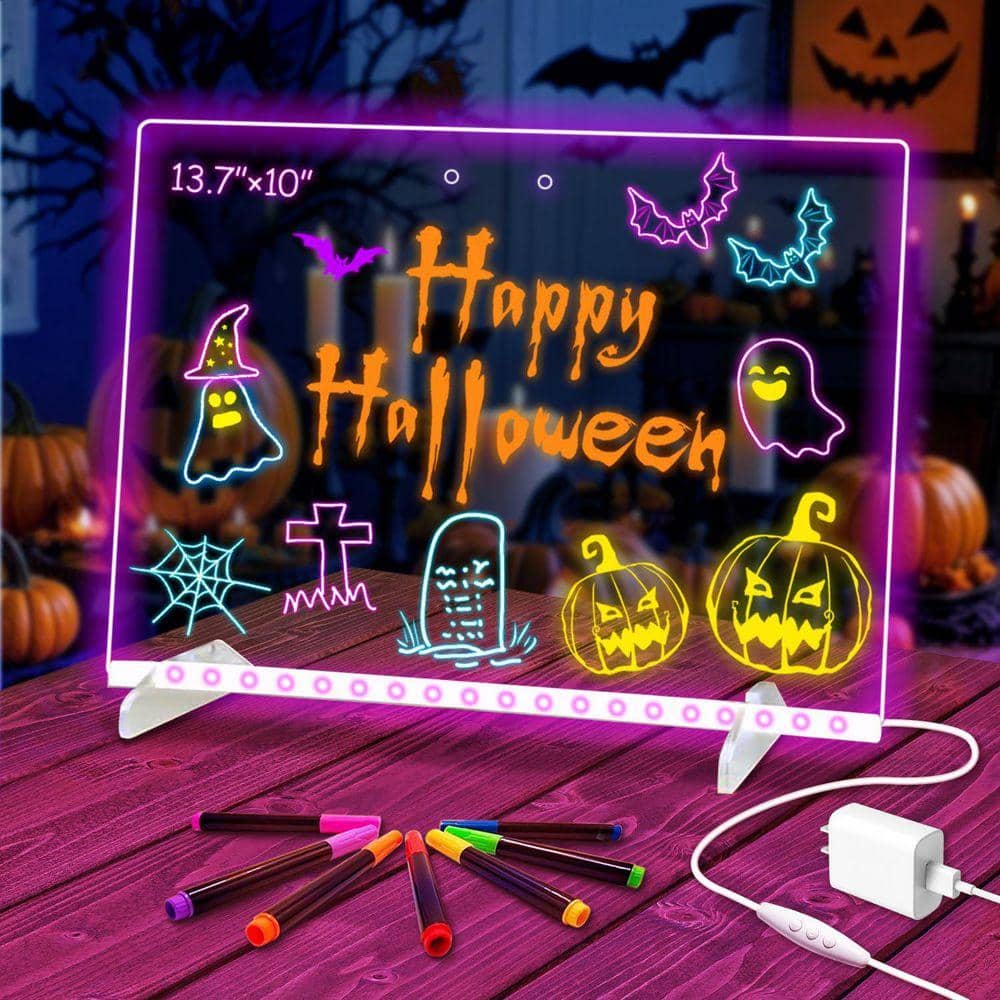 LED Dry Erase Board with Stand - Glow Write 13.7 in. x 10 in. Acrylic ...