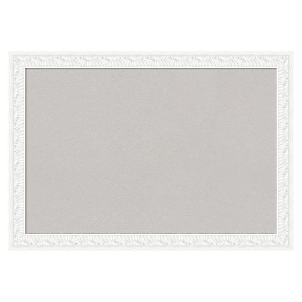 Amanti Art Bethany White 20 in. x 14 in. Wood Framed Grey Cork Memo ...