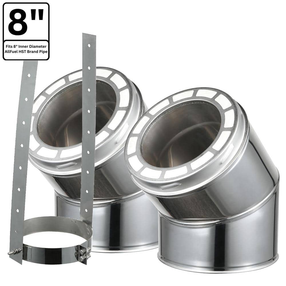 ALLFUEL HST 8 in. x 12 in. 30-Degree Elbow Kit for Double Wall Chimney ...