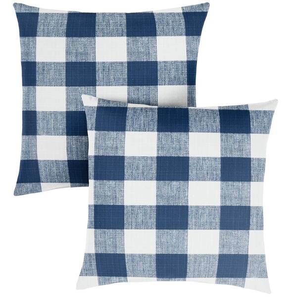 SORRA HOME Sorra Home Dark Blue Buffalo Plaid Outdoor Knife Edge Throw ...