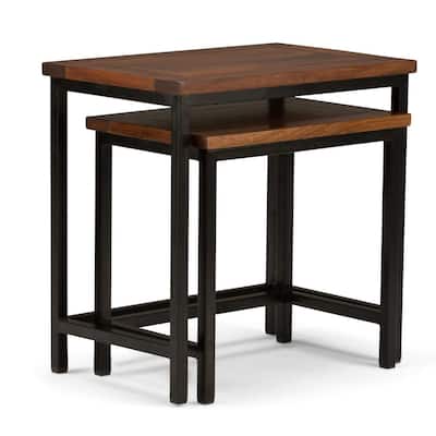 Simpli Home Skyler Solid Mango Wood and Metal 34 in. Wide Square ...
