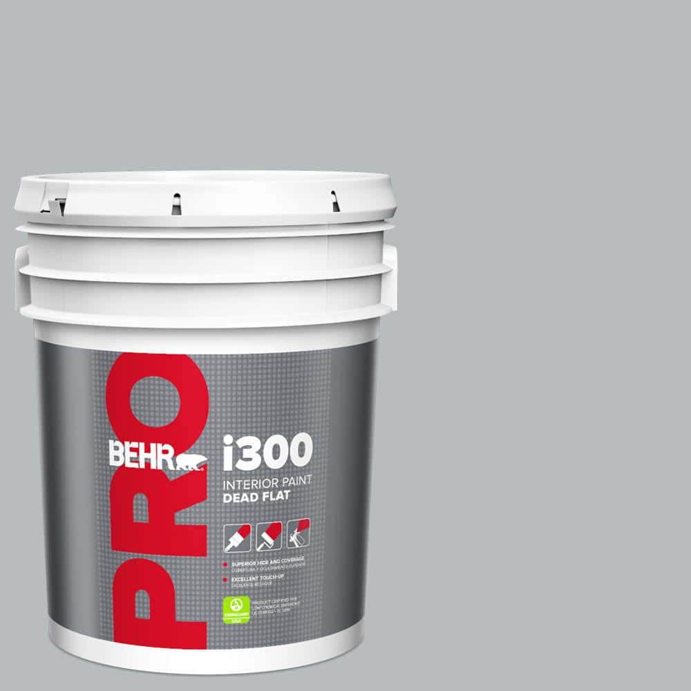BEHR PRO 5 Gal. #PPU18-05 French Silver Dead Flat Interior Paint ...
