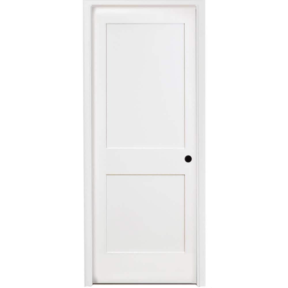 Steves & Sons 32 in. x 80 in. 2-Panel Square Shaker White Primed LH ...