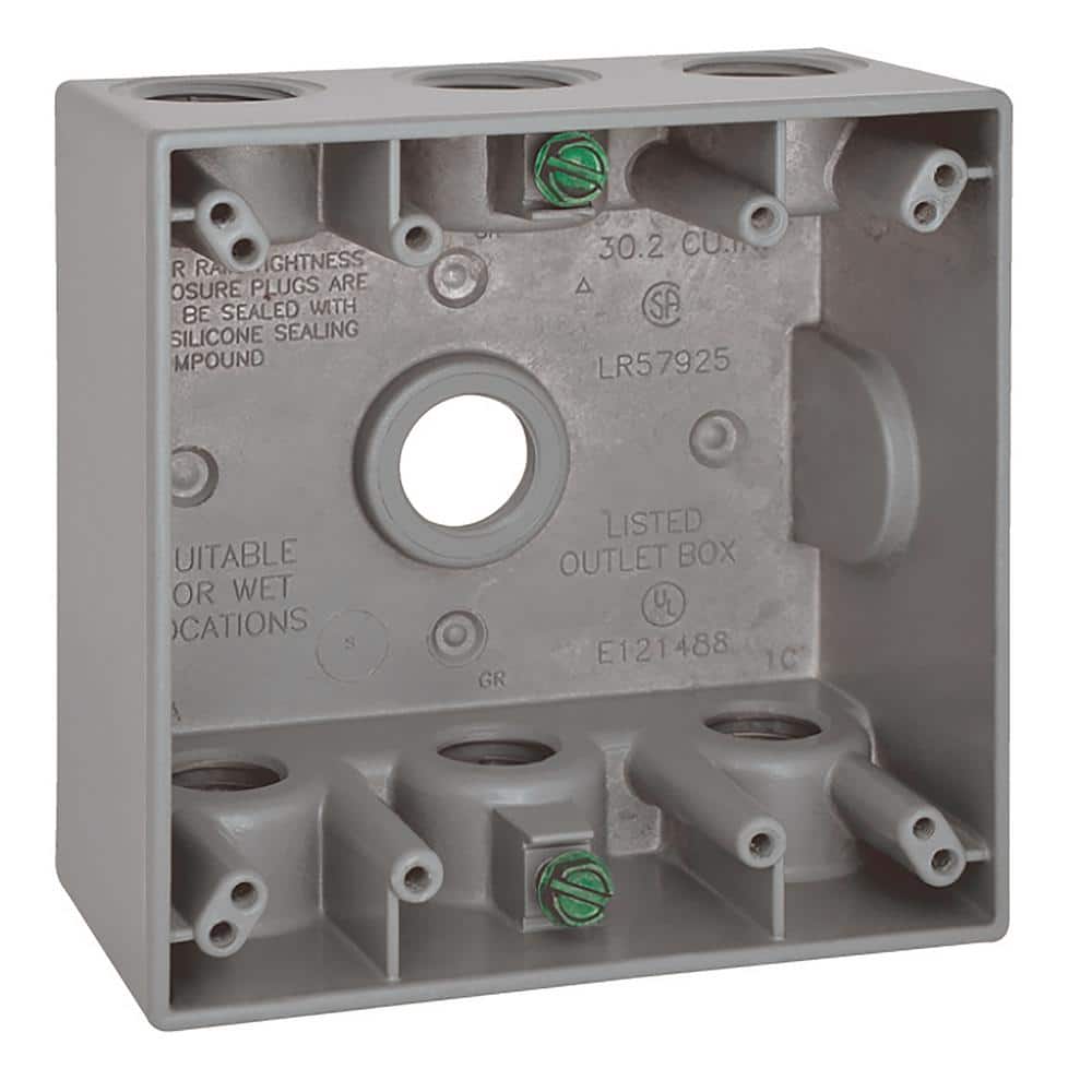 Commercial Electric 2-Gang Metal Weatherproof Electrical Outlet Box ...