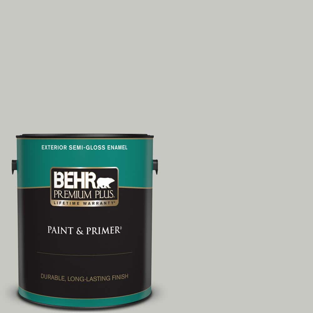 BEHR PREMIUM PLUS 1 gal. #MQ2-59 Silver City Semi-Gloss Enamel Exterior ...