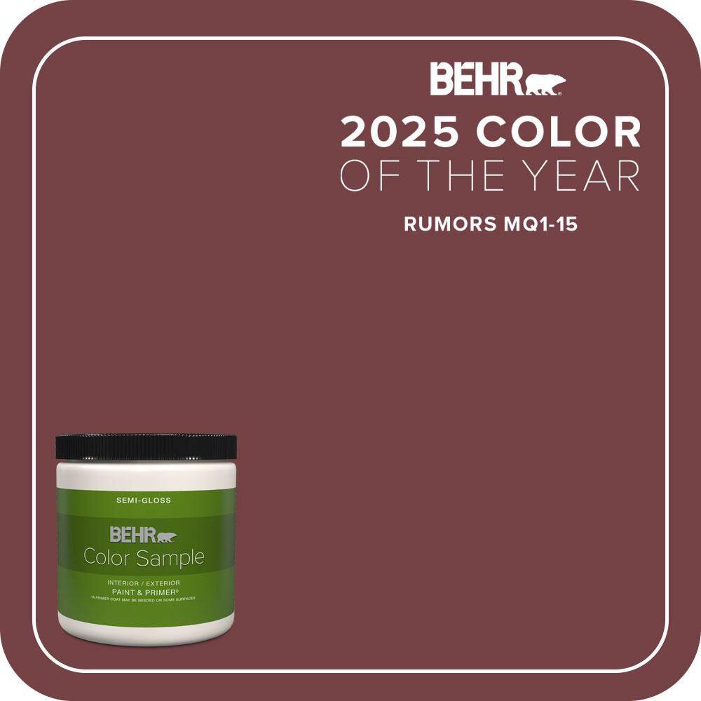 BEHR PREMIUM PLUS 8 oz. #MQ1-15 Rumors Semi-Gloss Interior/Exterior ...