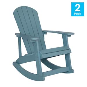 POLYWOOD Grant Park Light Green 3-Piece Plastic Outdoor Rocking Chair ...