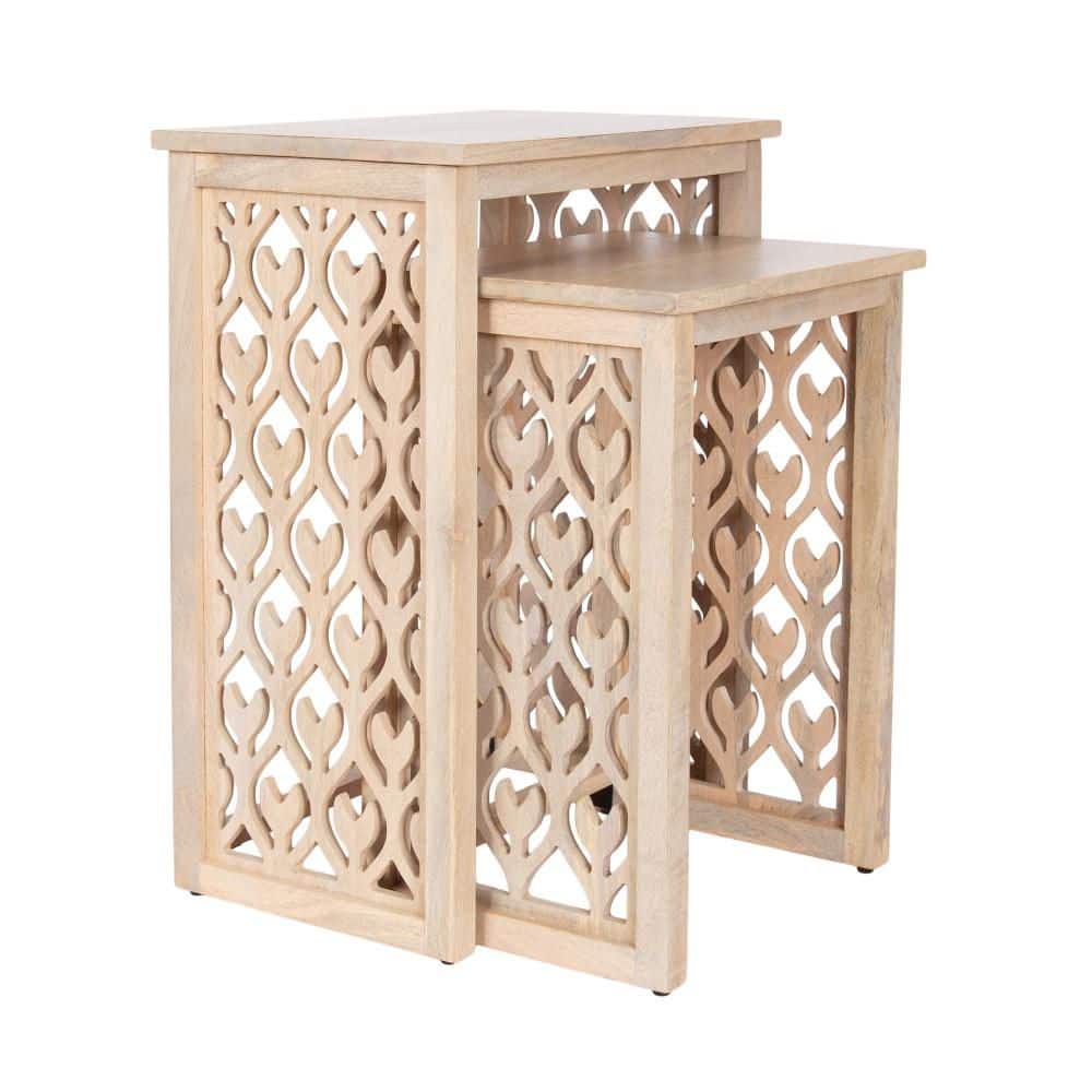 Kate and Laurel Karni 18 in. White Solid Wood Nesting End Table 231255 ...