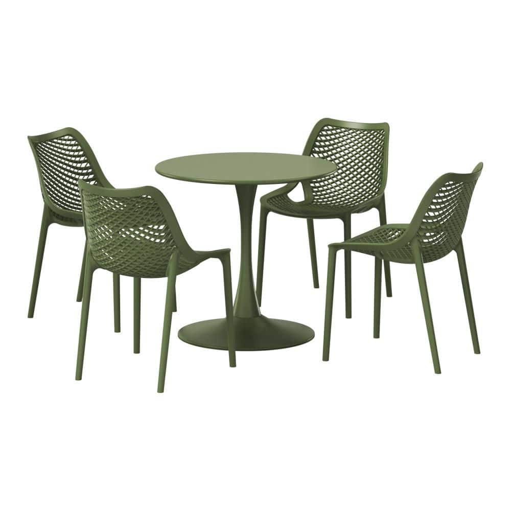 WESTIN OUTDOOR Frond and Form Outdoor Patio Modern 5-Piece Round HDPE ...