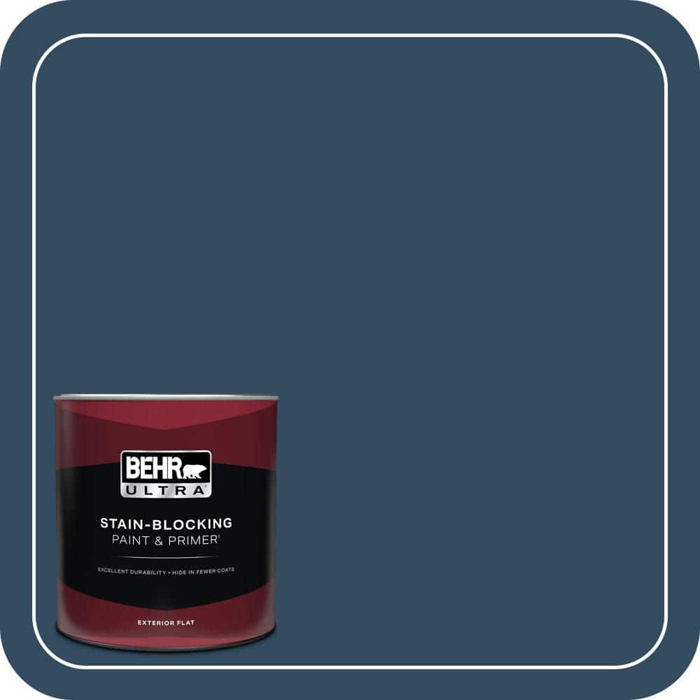 BEHR ULTRA 1 qt. #570D-7 Nocturnal Sea Flat Exterior Paint & Primer ...
