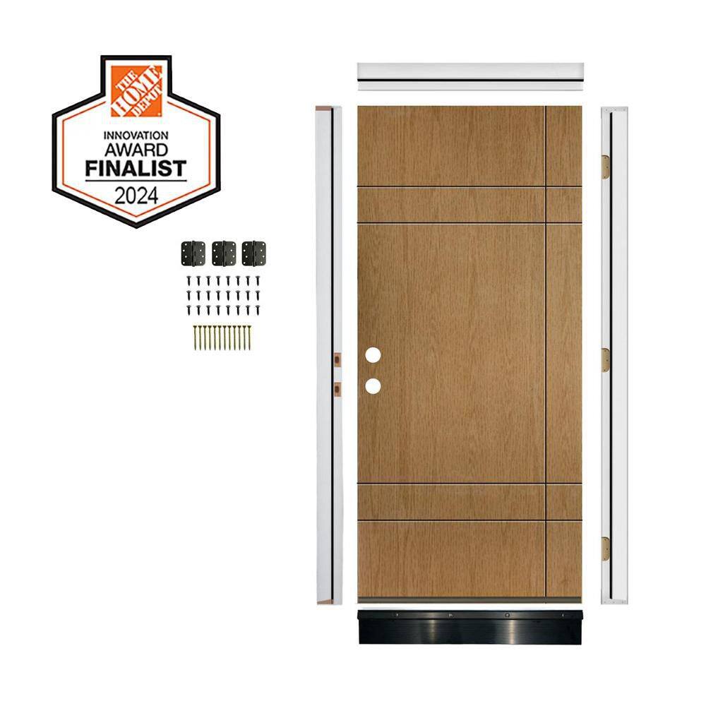 Krosswood Doors Modern 36 in. x 79 in. Right-Hand 10-Grid Solid Bourbon ...