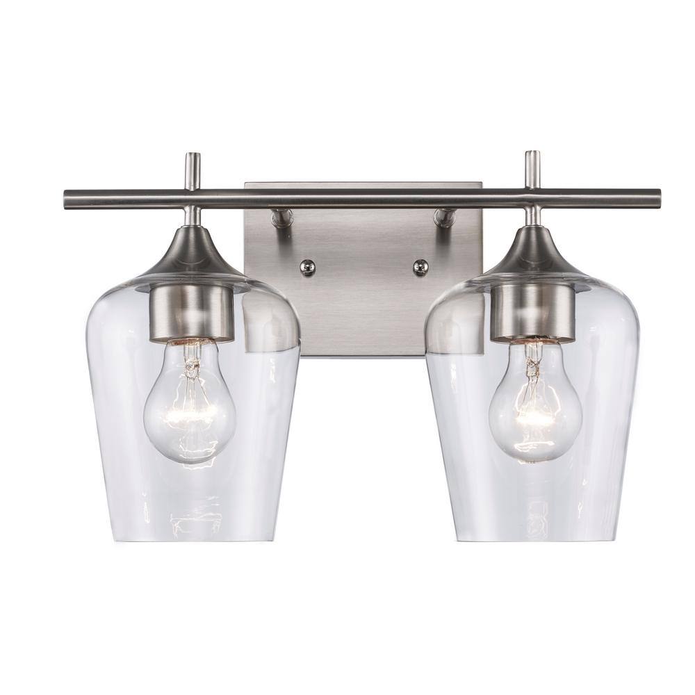 Bel Air Lighting Kieran 13.75 in. 2-Light Brushed Nickel Bathroom ...