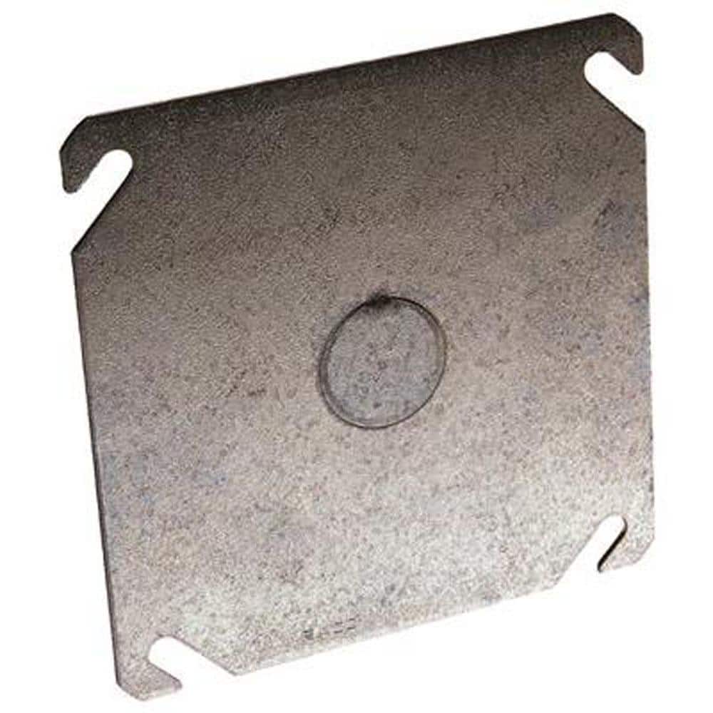 RACO 4 in. Square Cover Flat with 1/2 in. Center KO 753 - The Home Depot