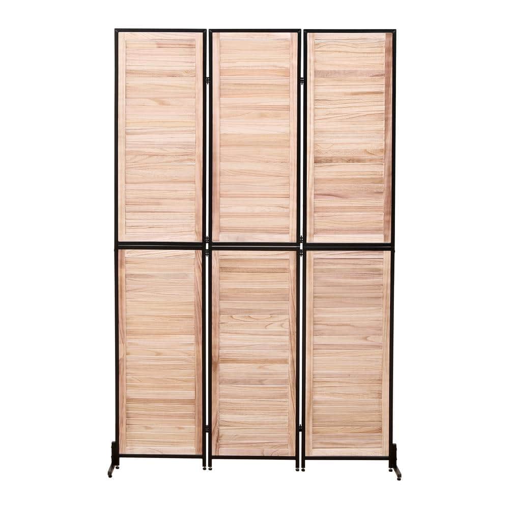 Zeus & Ruta 6 ft. Natural Wood Folding Privacy Screen, 3 Panel Room ...