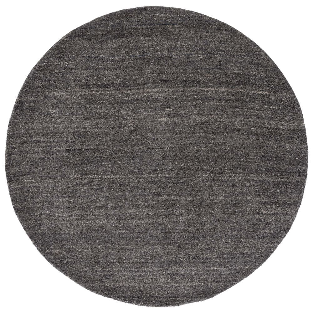 SAFAVIEH Himalaya Grey 7 ft. x 7 ft. Solid Color Round Area Rug HIM413H ...