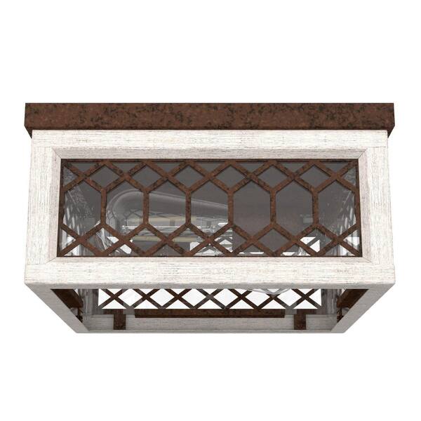 Hunter Chevron 11 in. 2-Light Distressed White Flush Mount 19970 - The ...