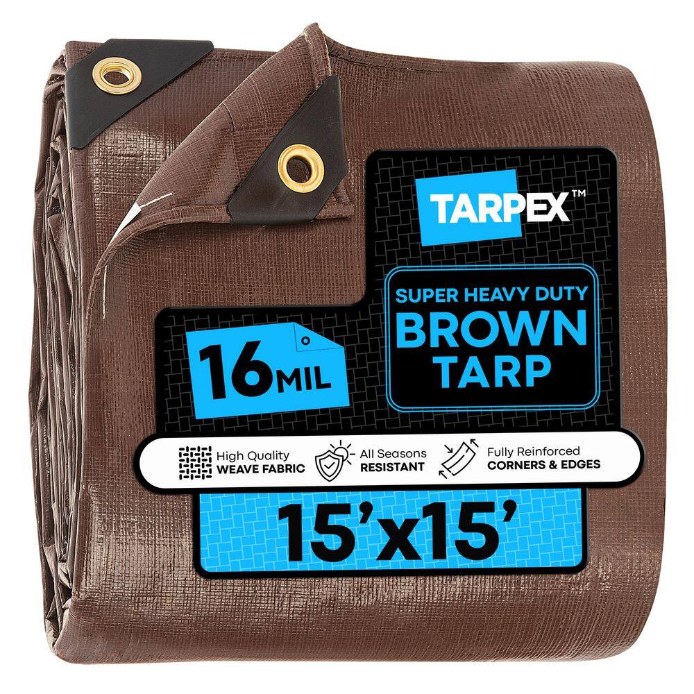 Tarpex 16 Mil Super Heavy-Duty Polyethylene Tarp 15 ft. x 15 ft. Multi ...