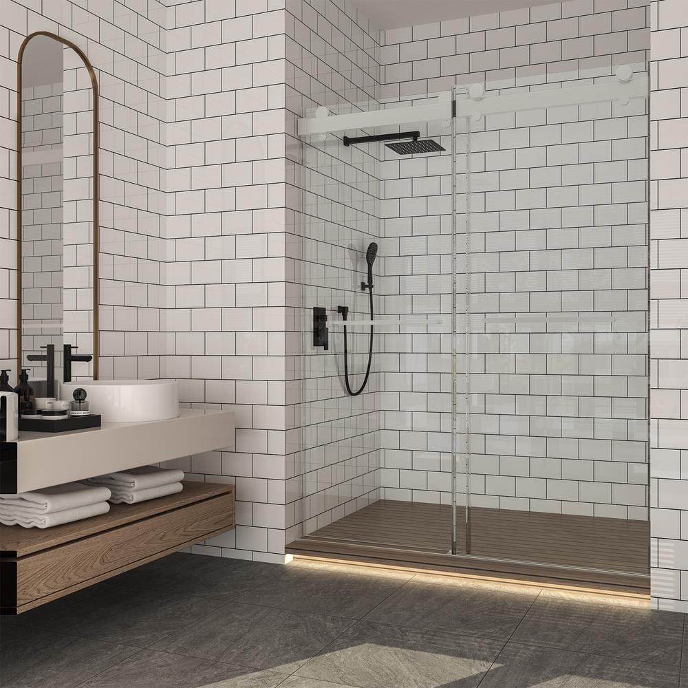 CASAINC 72 in. W x 79 in. H Double Sliding Frameless Shower Door in ...
