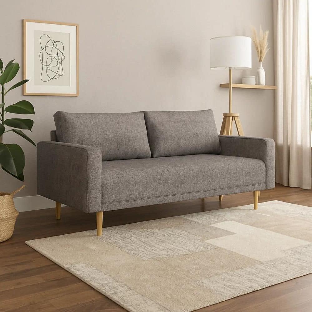 Benjara Remy 23 in. Square Arm Fabric Rectangle Bench Style Seat Sofa ...