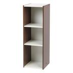 IRIS 34.65 in. Walnut Brown/White Faux Wood 3-shelf Standard Bookcase ...