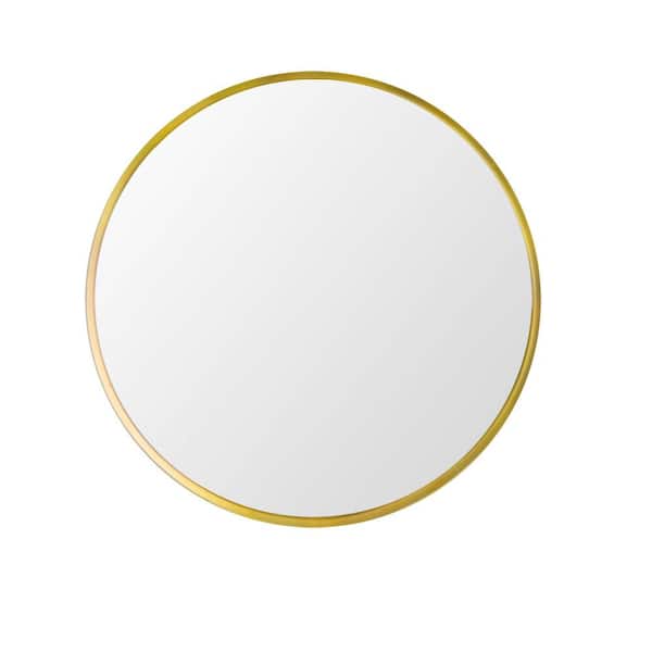 24 in. W x 24 in. H Round Glass Framed Wall Bathroom Vanity Mirror in ...