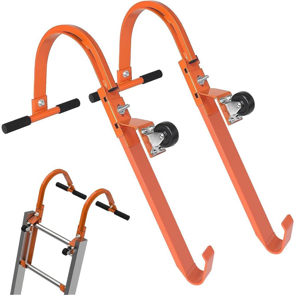 KIWDZFU 2 Pack Ladder Roof Hook with Wheel Heavy Duty Steel Ladder ...