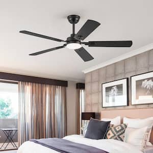 52 in. Indoor Bronze Flush Mount Ceiling Fan with Integrated LED Light ...