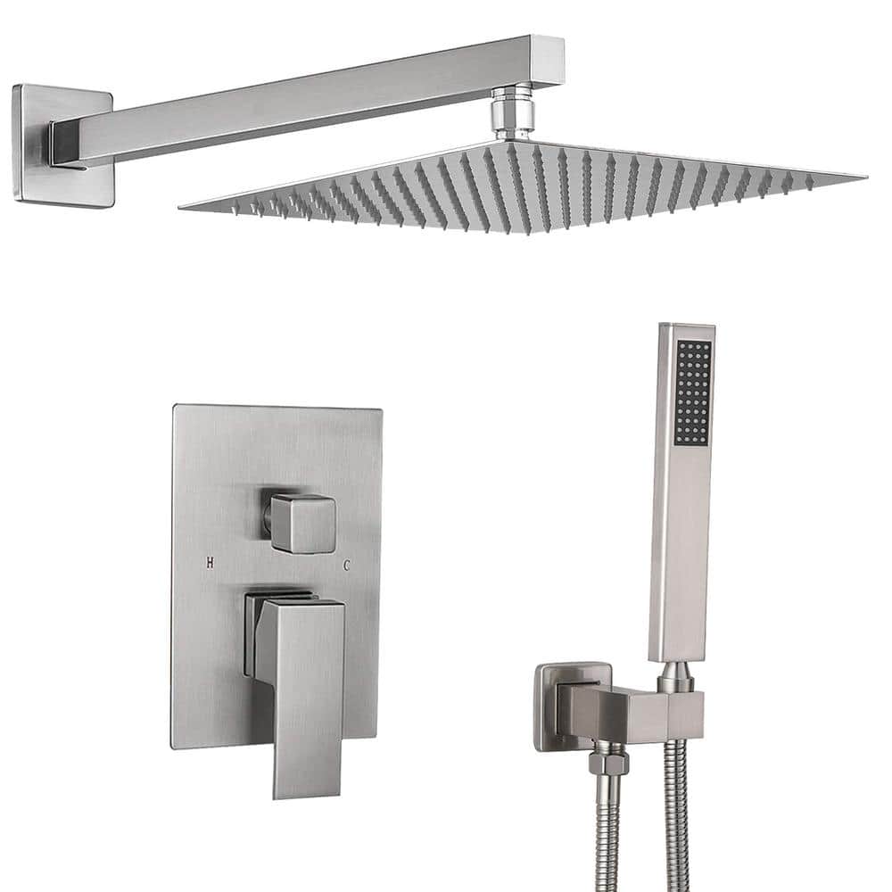 HOMEMYSTIQUE Single Handle 2-Spray 10" Rainfall Shower Faucet Fixture ...