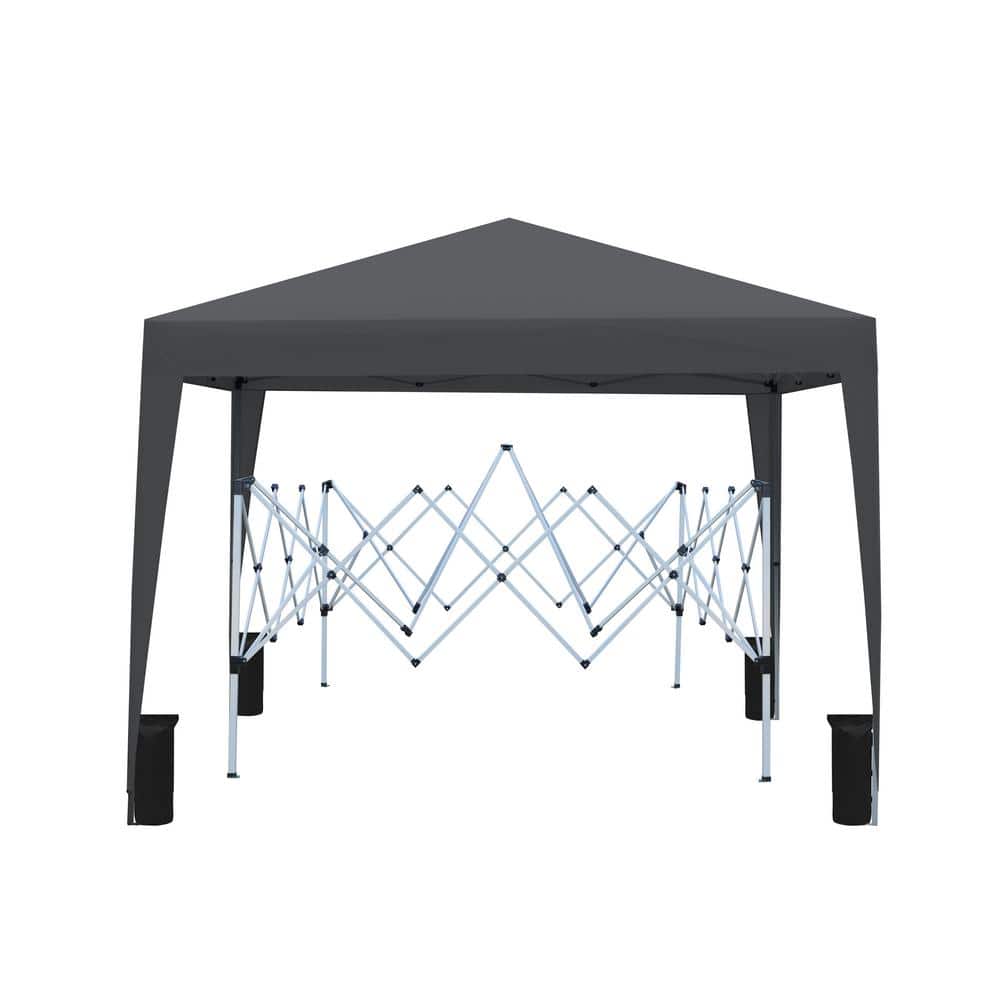 Zeus & Ruta 10 ft. x 10 ft. Black Instant Pop Up Canopy Tent with 4 ...
