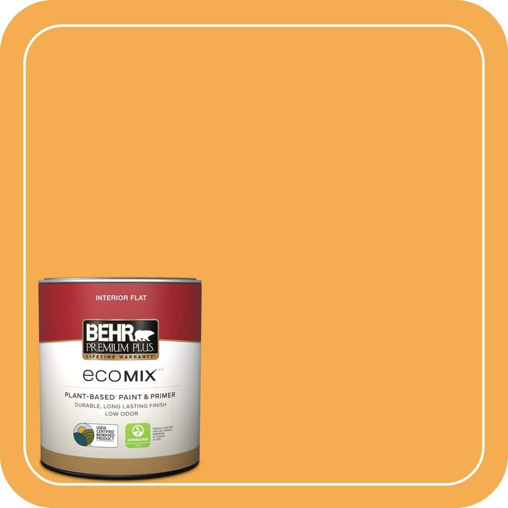 BEHR PREMIUM PLUS 1 qt. #290B-6 Squash Flat EcoMix Plant-Based Interior ...
