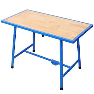 60 in. Adjustable Rolling Workbench-Wood Top Work Table with USB Ports ...