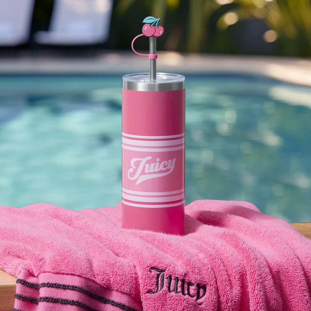 JUICY COUTURE Glam Sip 24 oz. Hot Pink Varsity Stainless Steel Tumbler ...