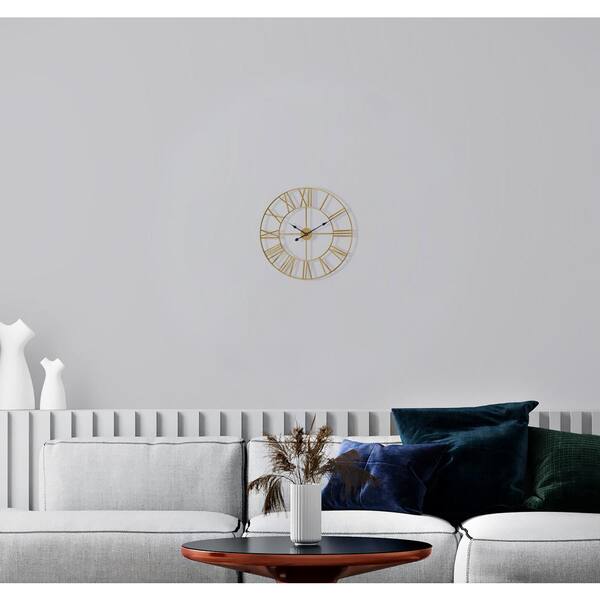 Sorbus Gold Analog Metal Lighted Wall Clock CLK-WAL30-GLD - The Home Depot