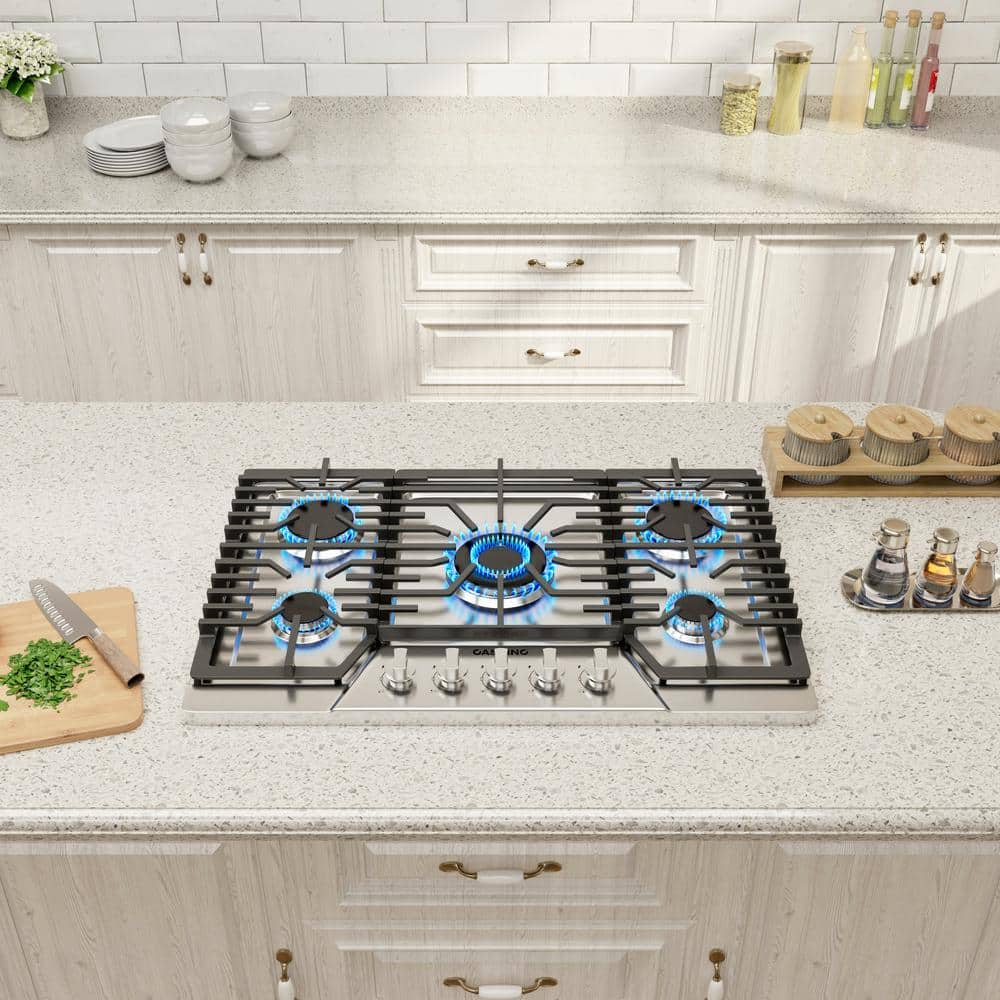 CASAINC 30 in. Recessed Gas Cooktop in Stainless Steel with 5 Burners ...