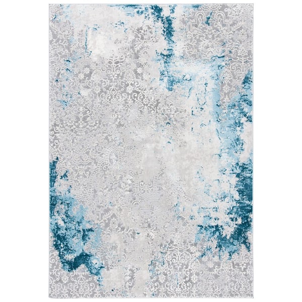SAFAVIEH Meadow 4 ft. x 6 ft. Light Gray/Blue Marble Paisley Area Rug ...