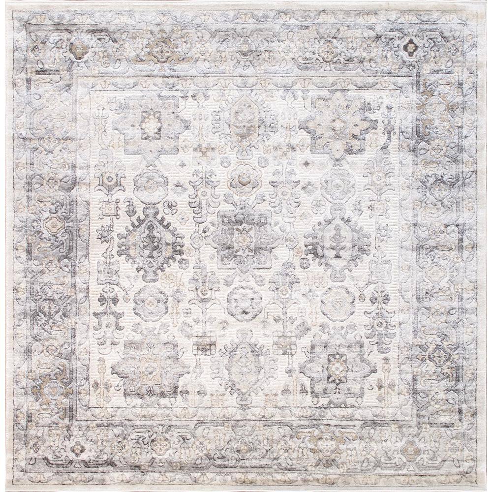 Pasargad Home Amadeus Ivory 6 ft. x 6 ft. Square Oriental Polypropylene ...