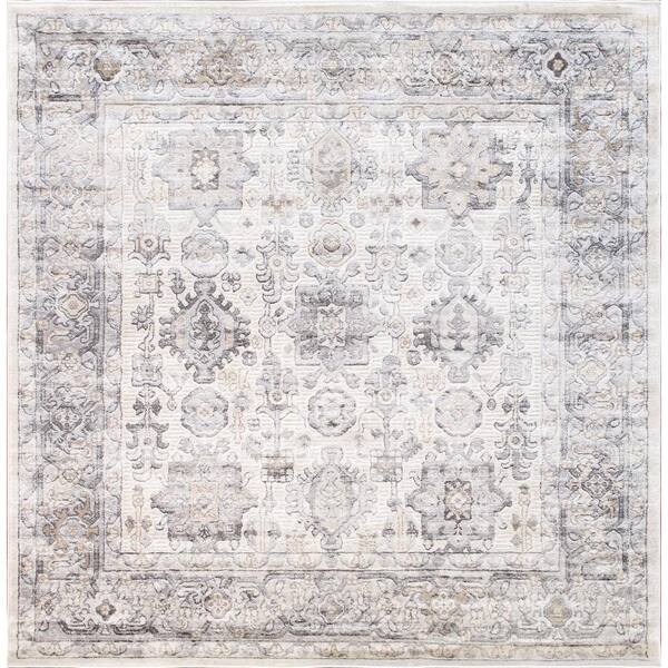Pasargad Home Amadeus Ivory 6 ft. x 6 ft. Square Oriental Polypropylene ...