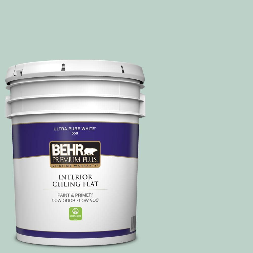 BEHR PREMIUM PLUS 5 gal. #S420-2 Moon Glass Ceiling Flat Interior Paint ...