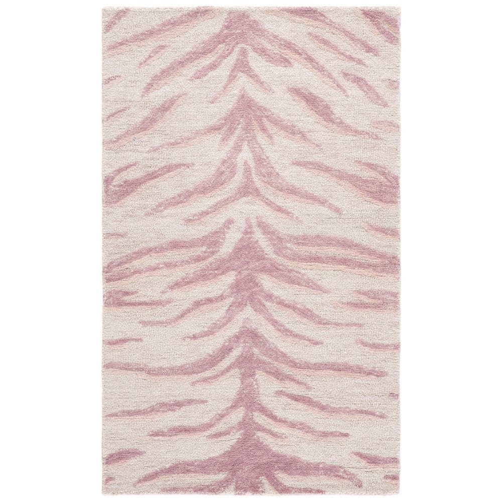 SAFAVIEH Ebony 4 ft. x 6 ft. Pink/Ivory Zebra Striped Area Rug EBN603U ...
