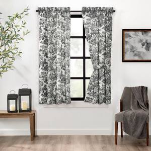 Ellis Curtain Victoria Park Black Cotton Toile Rod Pocket Room ...