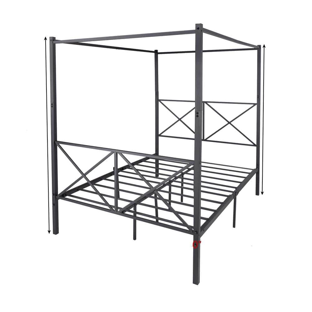 wetiny Black Metal Canopy Bed Frame 1221747F-BK - The Home Depot