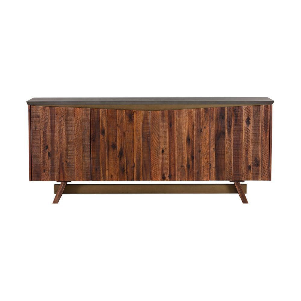 Benjara Brown Concrete Top 18 in. Sideboard with 4 Doors BM285303 - The ...