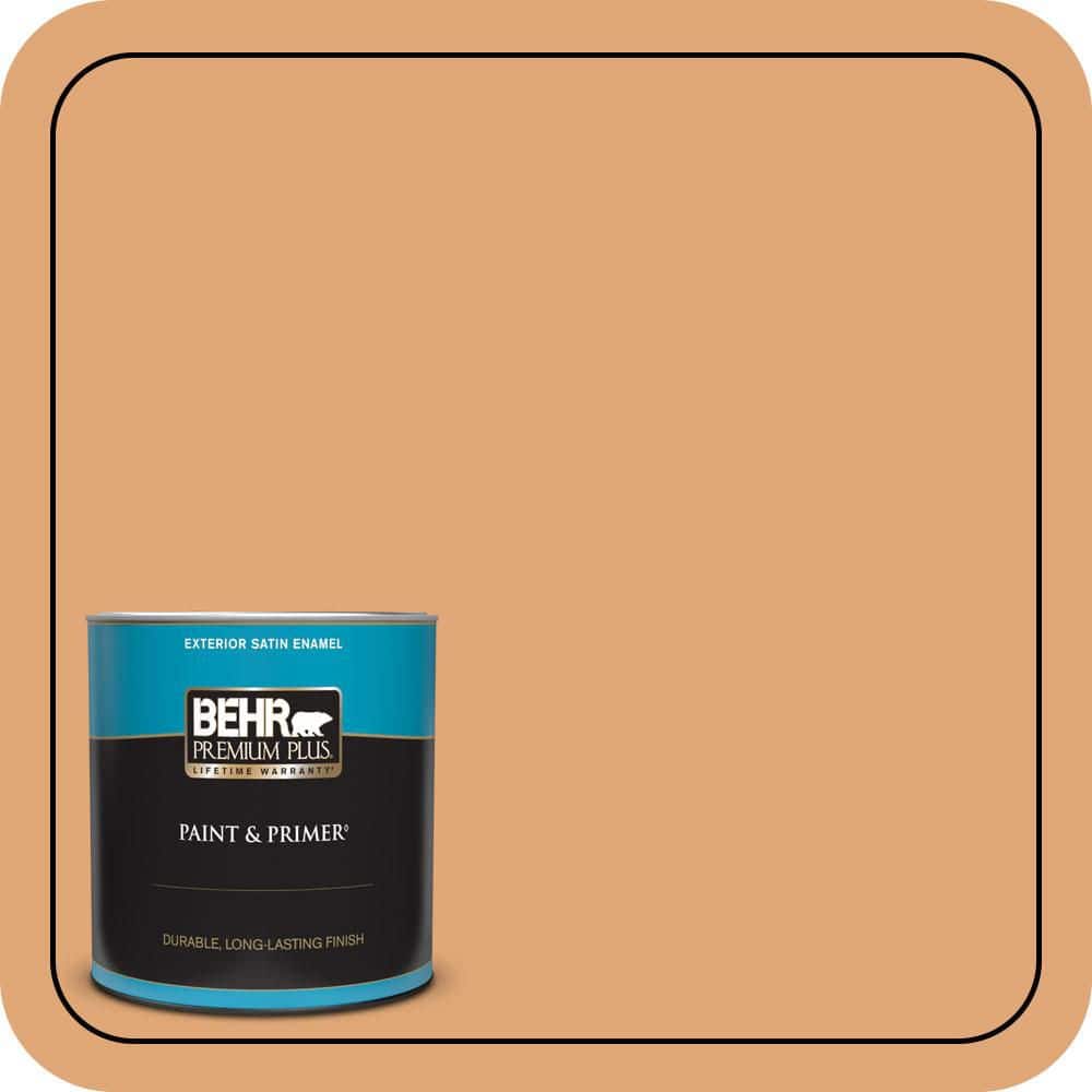 BEHR PREMIUM PLUS 1 qt. #280D-4 Caramel Sundae Satin Enamel Exterior ...