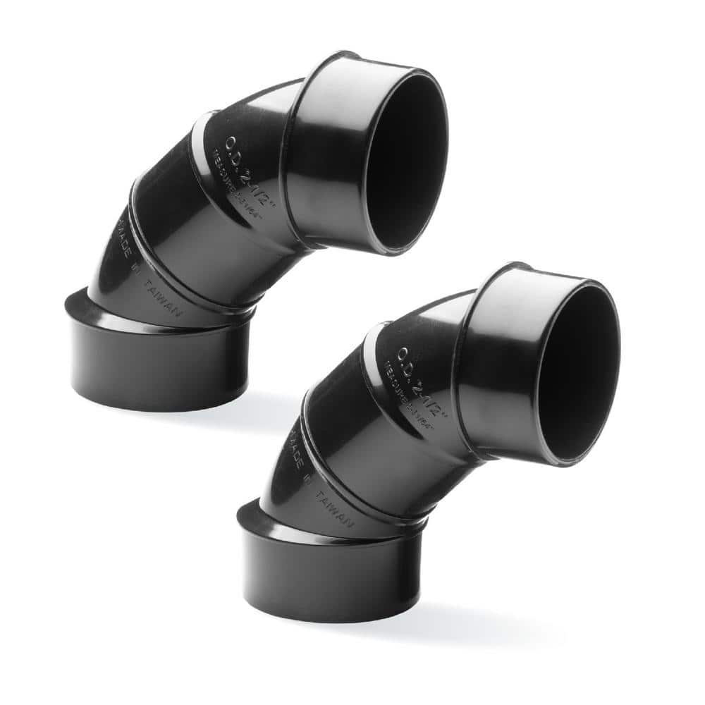 ‎POWERTEC 2-1/2 in. OD 90° Elbow-ABS Plastic Black Dust Collector ...