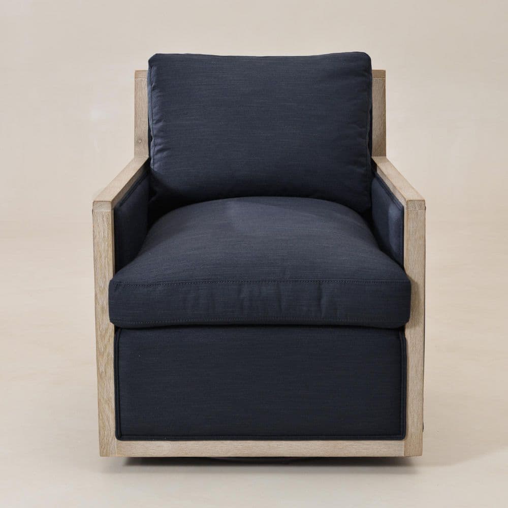 KINWELL Indigo Modern Performance Fabric Upholstered Swivel Armchair ...