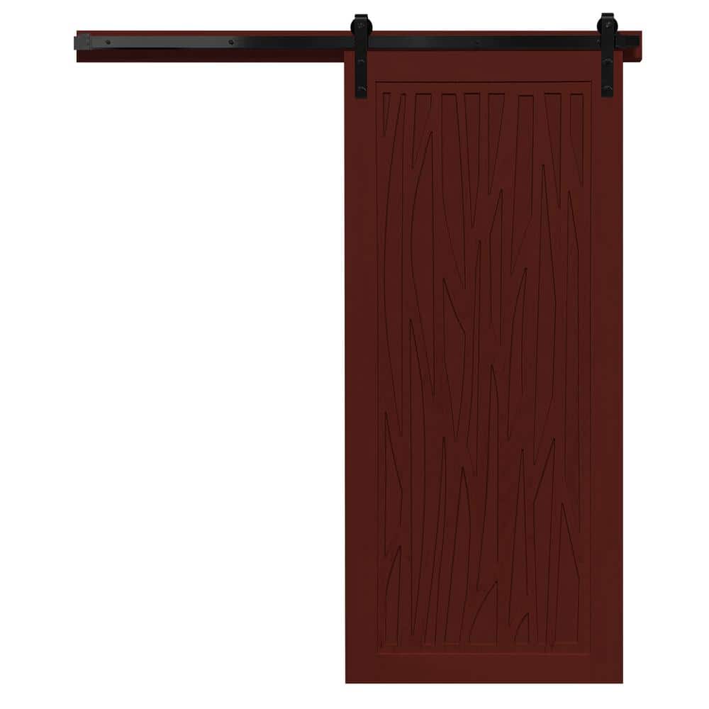 VeryCustom 30 in. x 84 in. Howl at the Moon Red Wood Sliding Barn Door ...