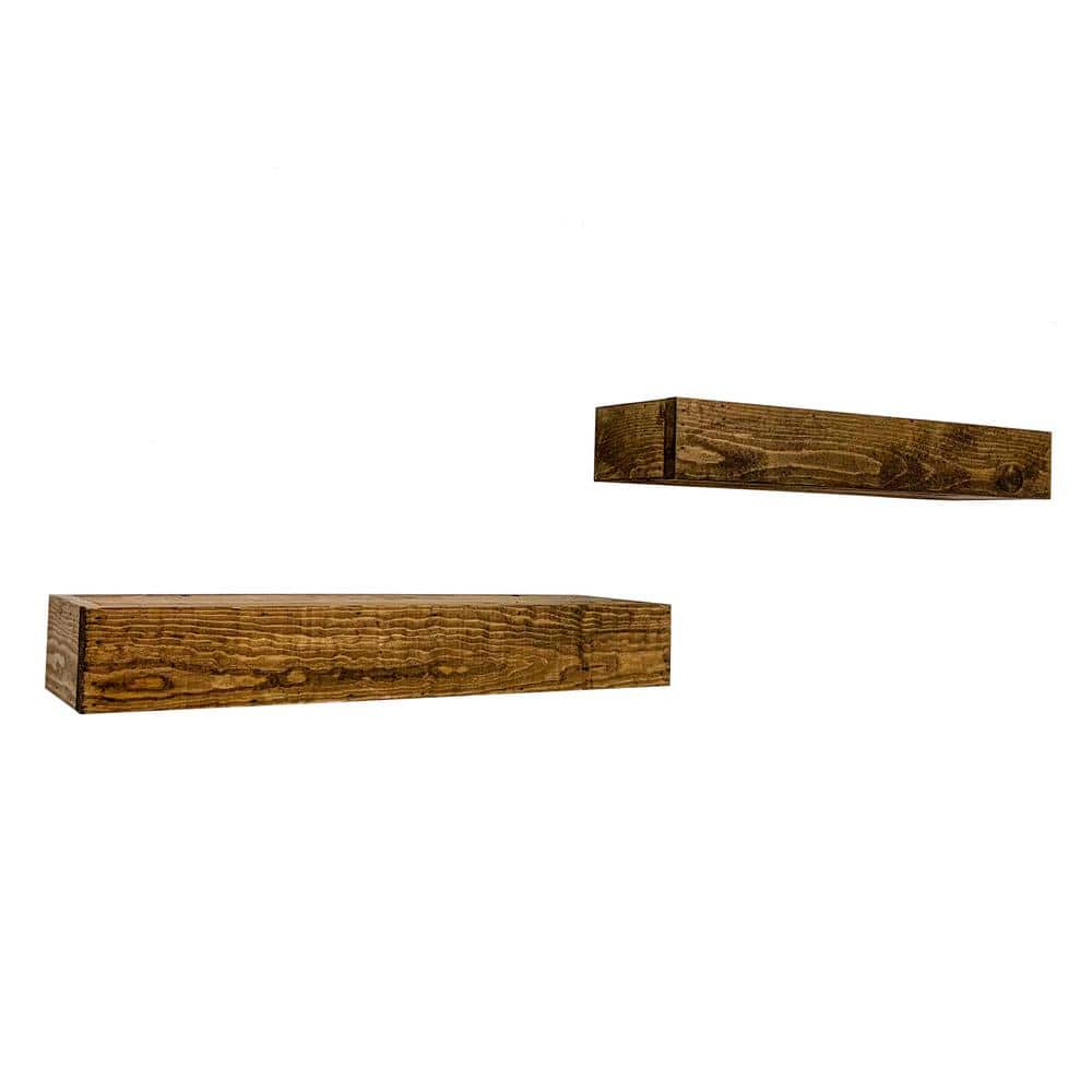 Intrinsic Haven Rustic Artisan 24 in. W x 6 in. D Dark Brown Pine Wood ...